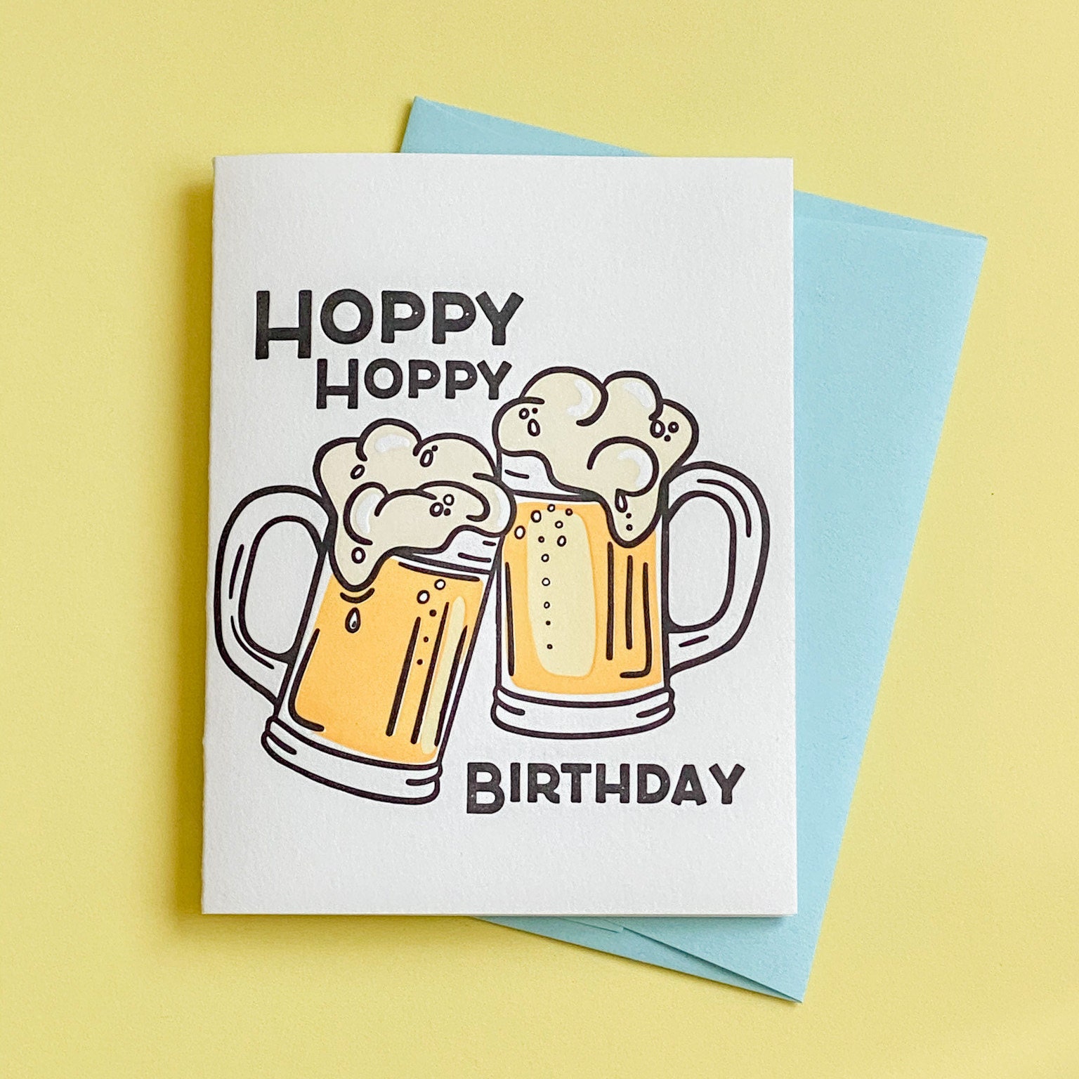Happy Birthday Letterpress Card, Hoppy Hoppy Birthday, Beer Lover ...