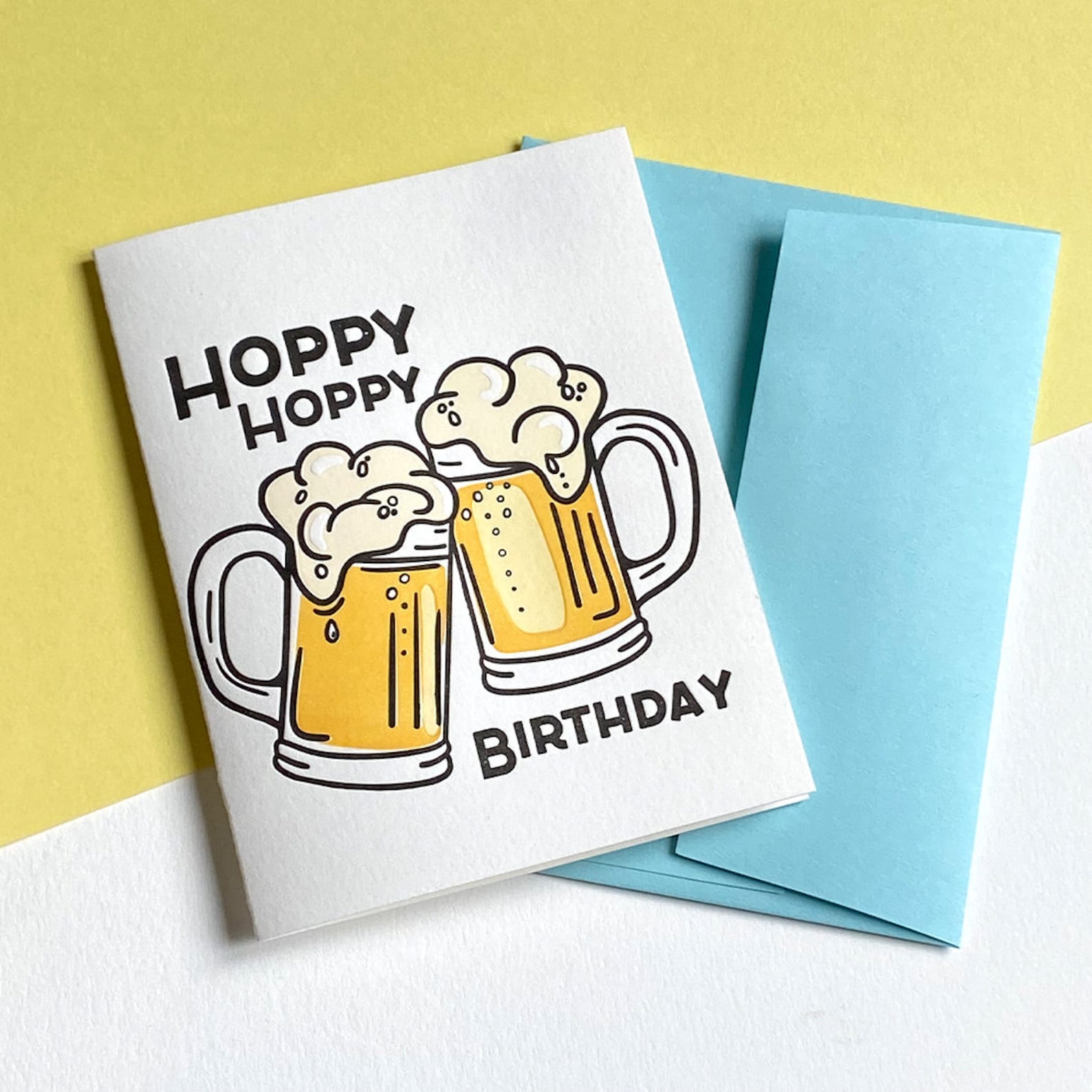 Happy Birthday Letterpress Card, Hoppy Hoppy Birthday, Beer Lover ...