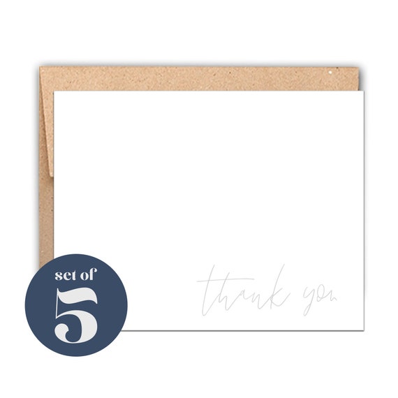 Letterpress Thank You Card Box Set of 5 Thank You Card Set - Etsy