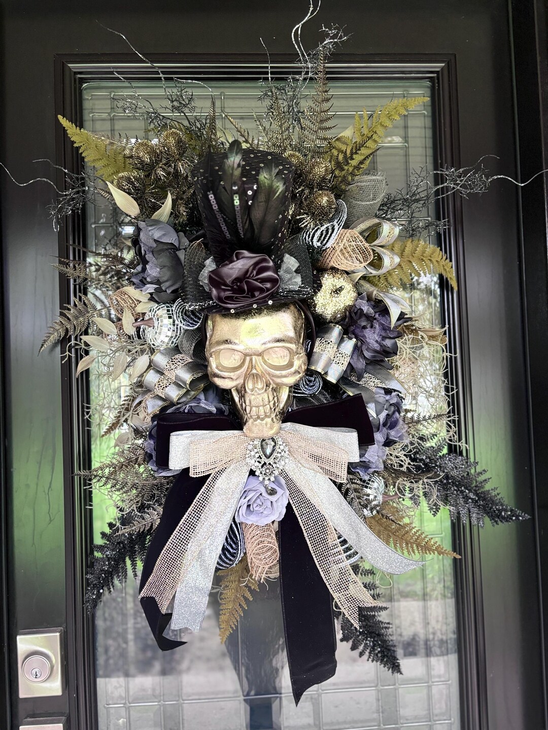 Ghastly Glam Skeleton Man Halloween Door Swag - Etsy