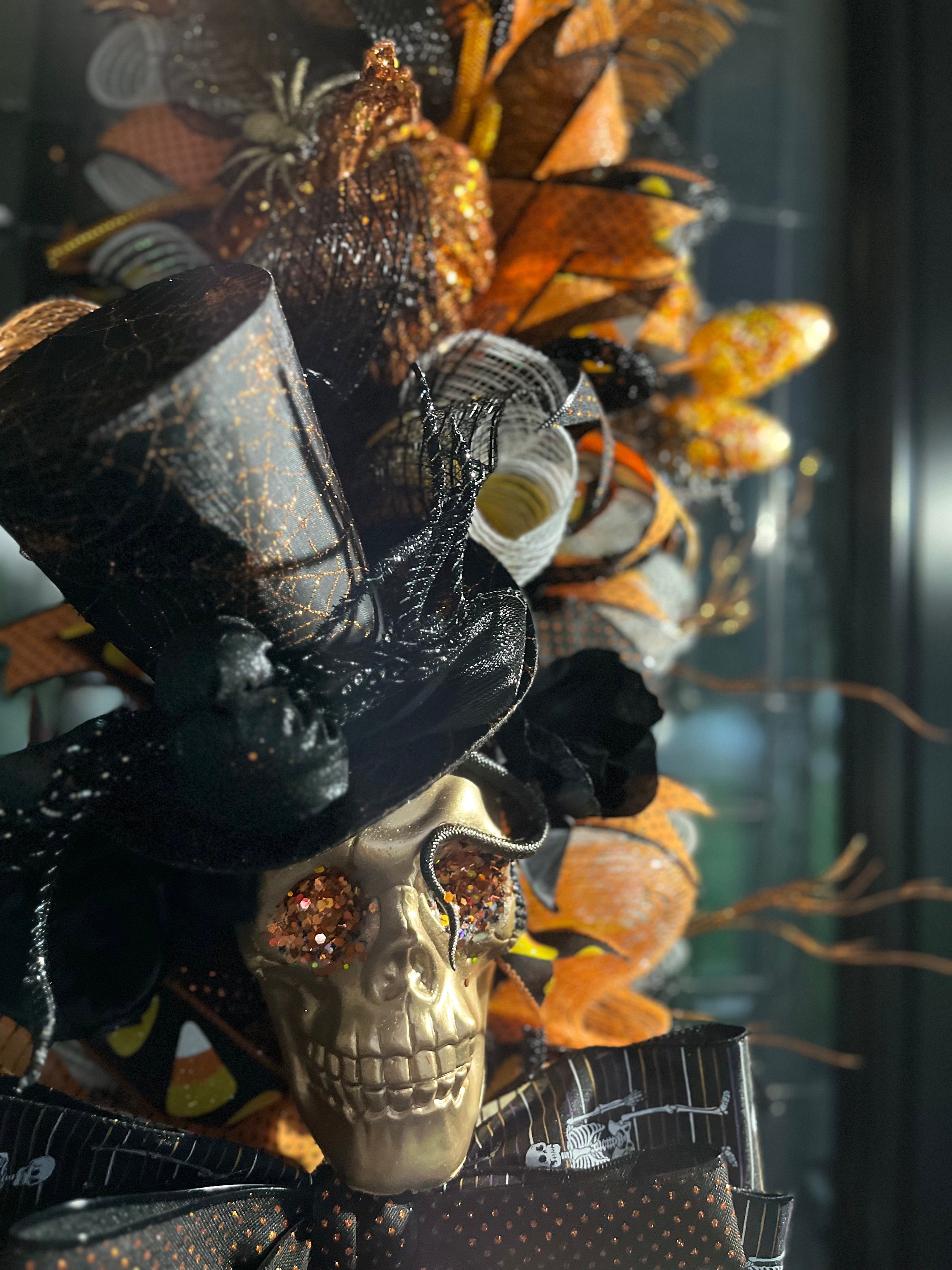 Halloween Skeleton Top Hat Door Swag - Etsy