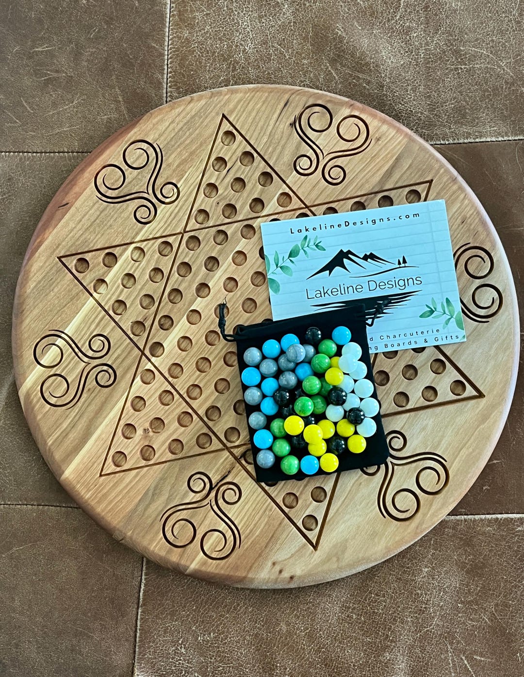 Handmade Star Checkers Game – 6-player Board With Marbles, Maple ...