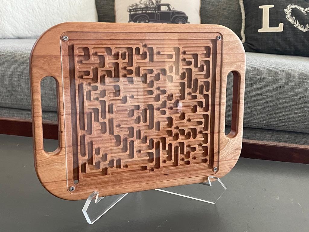 Double-sided Wooden Maze Game: Handheld Labyrinth Puzzle - Etsy