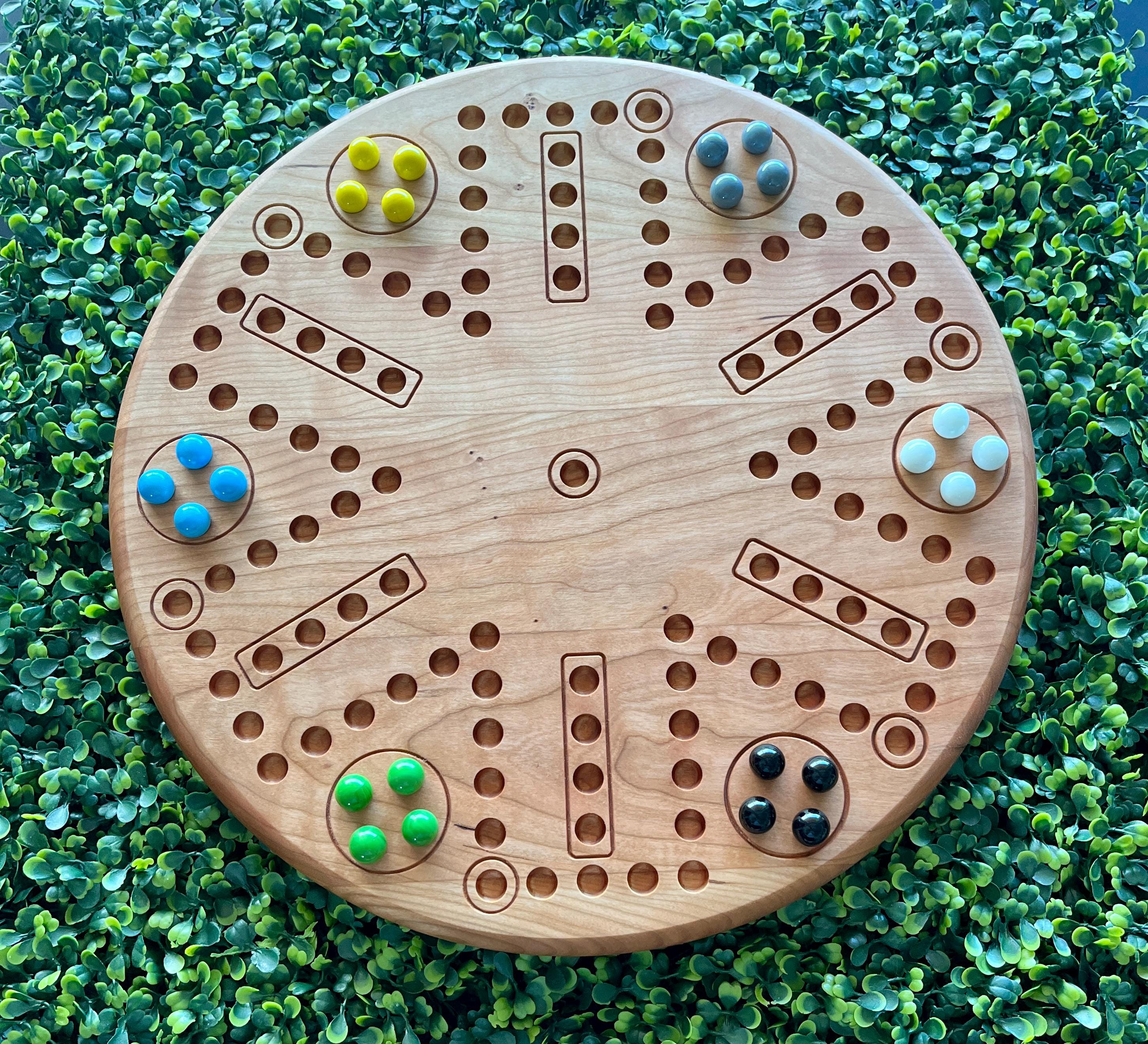 Handmade Aggravation Game – 6-player Circular Board With Marbles & Dice ...