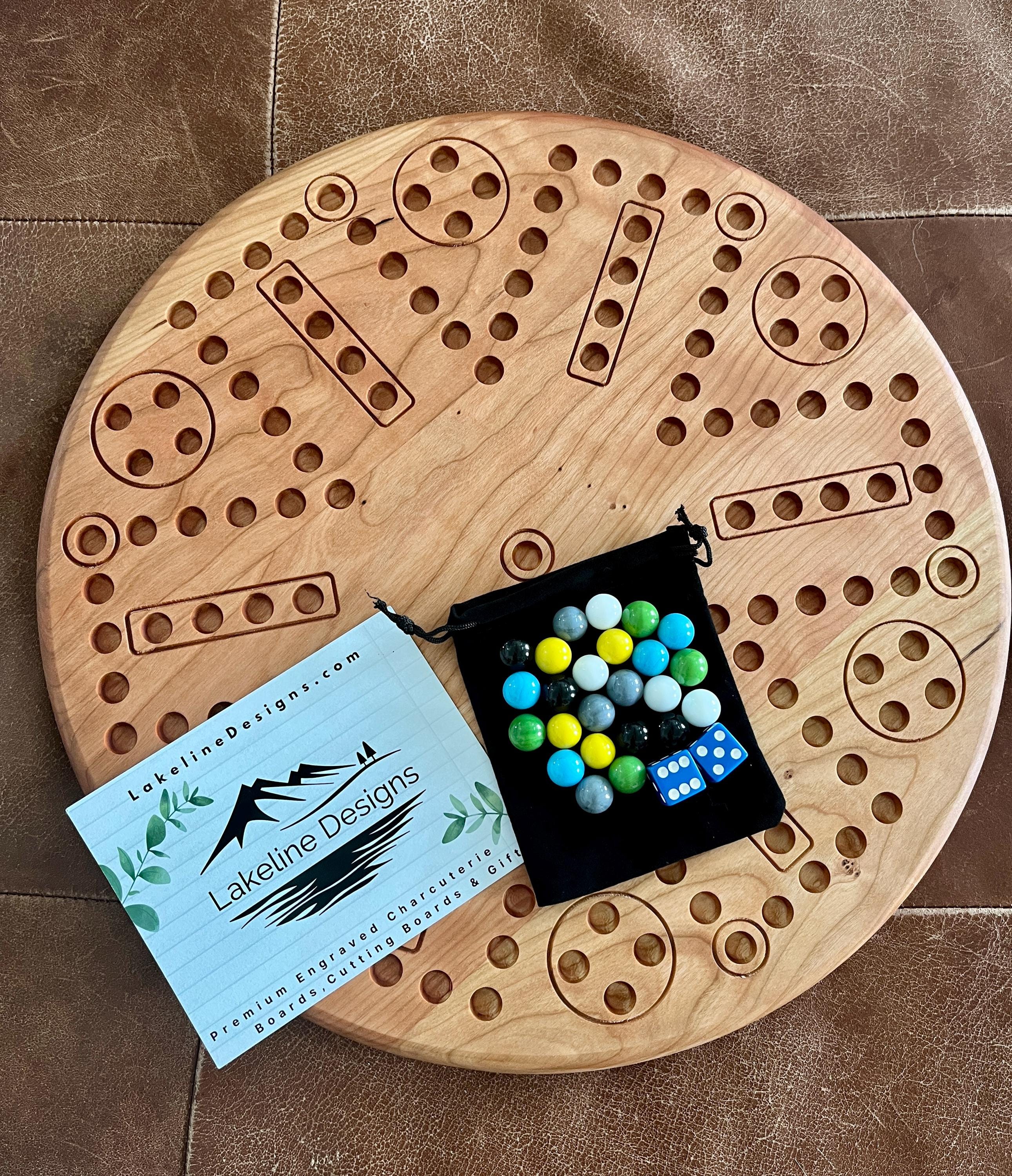 Handmade Aggravation Game – 6-player Circular Board With Marbles & Dice ...