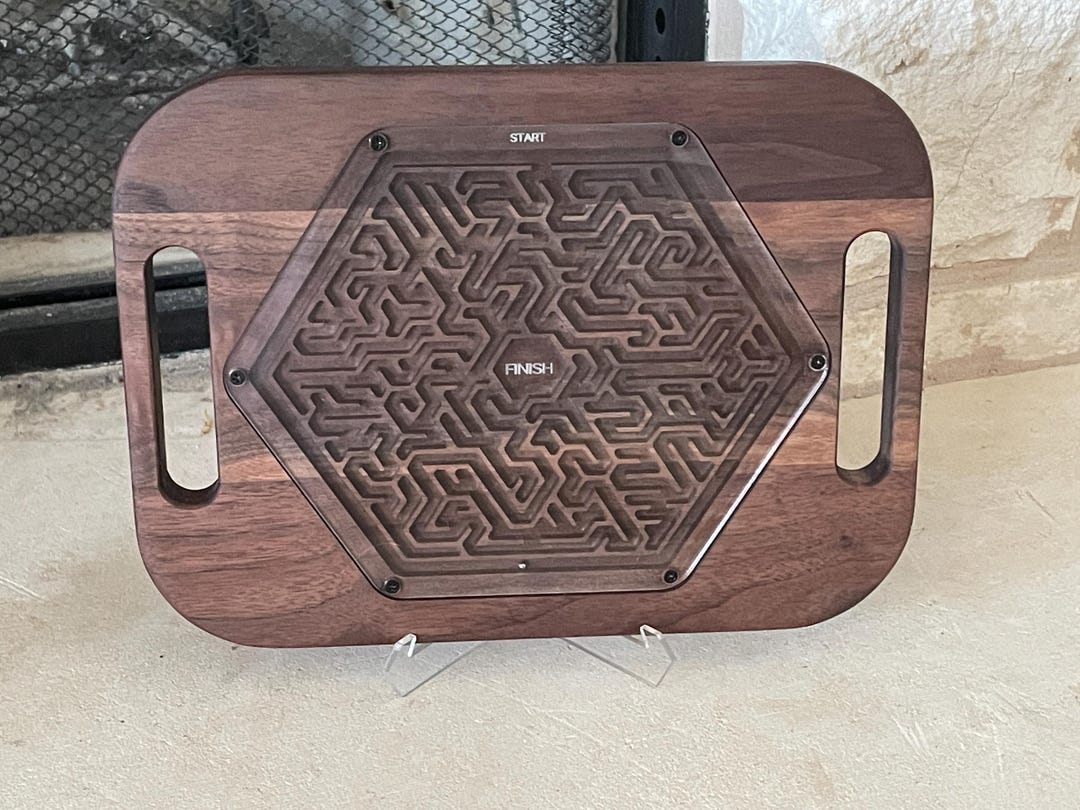 Large Hexagon Wooden Maze Puzzle – Handheld Labyrinth Game for Kids and ...