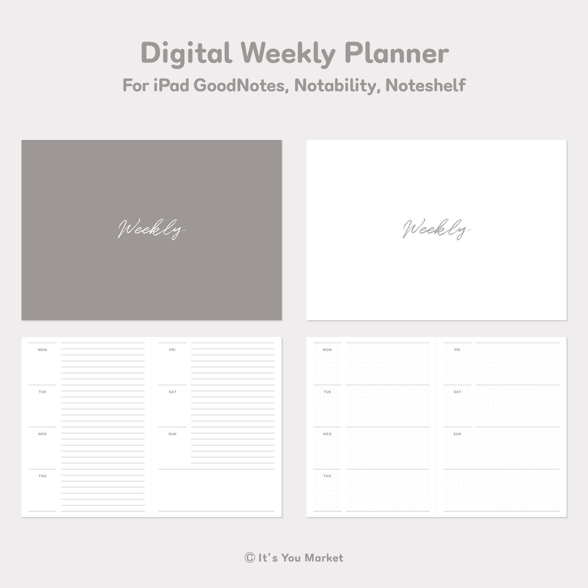 Digital Weekly Planner Undated Planner for iPad Goodnotes, Notability ...