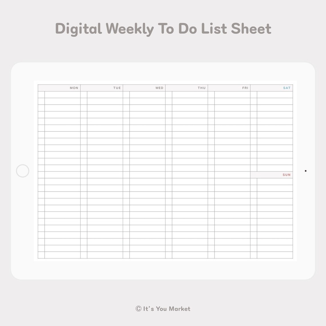 Digital Weekly to Do List Planner for iPad Goodnotes, Noteshelf ...