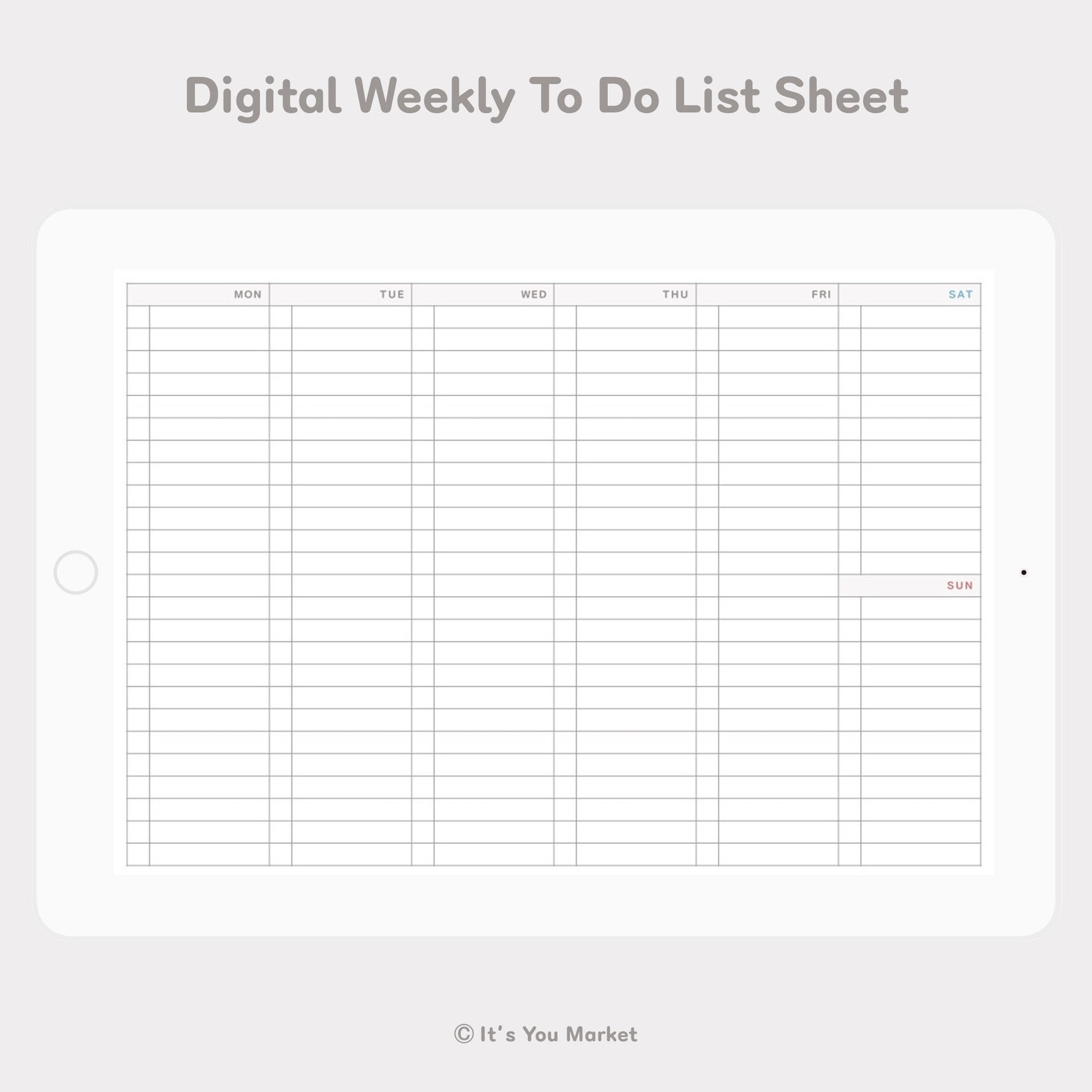 Digital Weekly to Do List Planner for iPad Goodnotes, Noteshelf ...