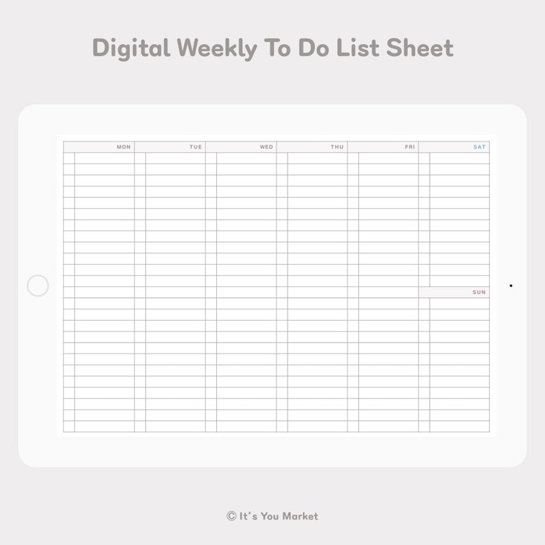 Digital Weekly to Do List Planner for iPad Goodnotes, Noteshelf ...