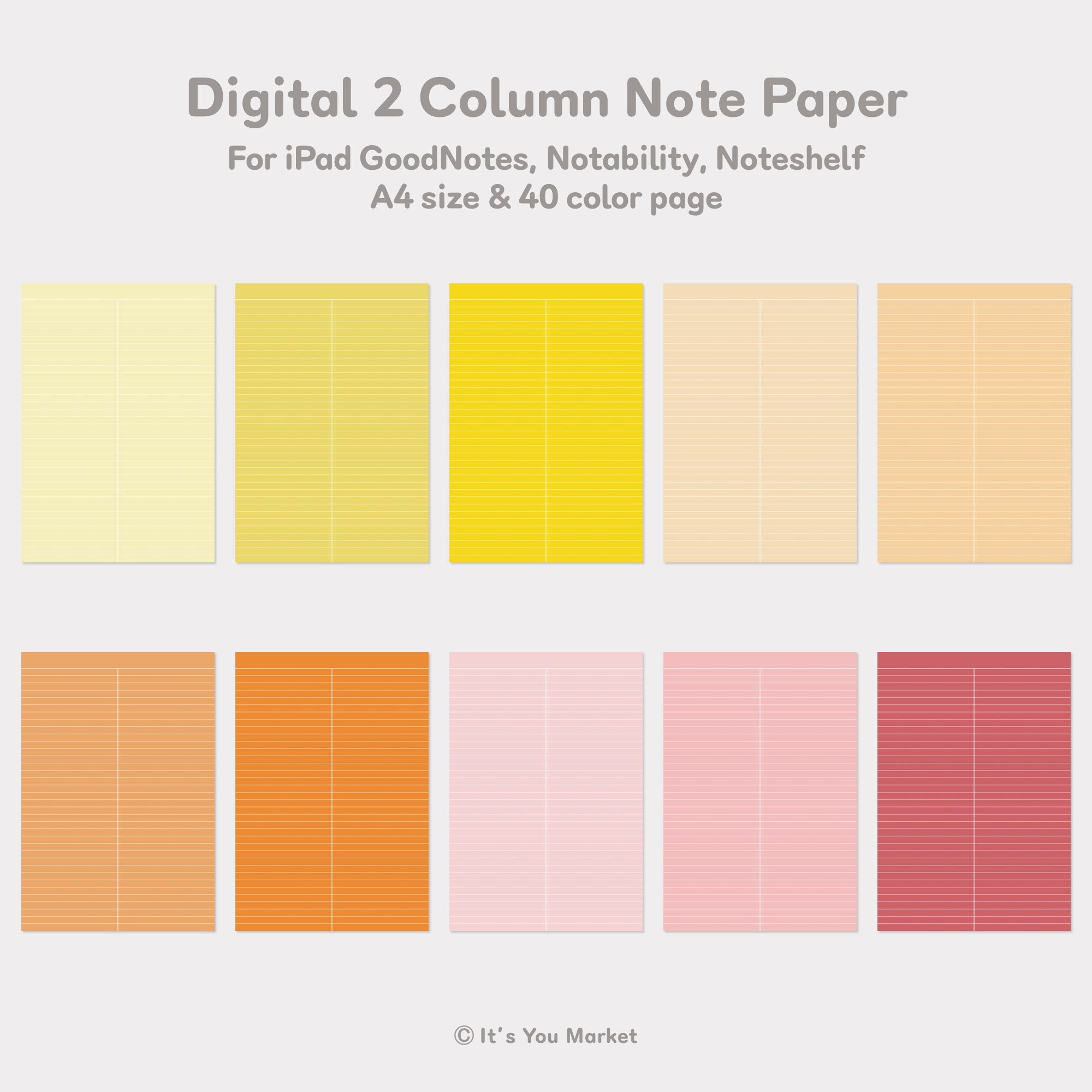 Digital Note Taking Paper Template Goodnotes 2 Column Notebook Page for ...