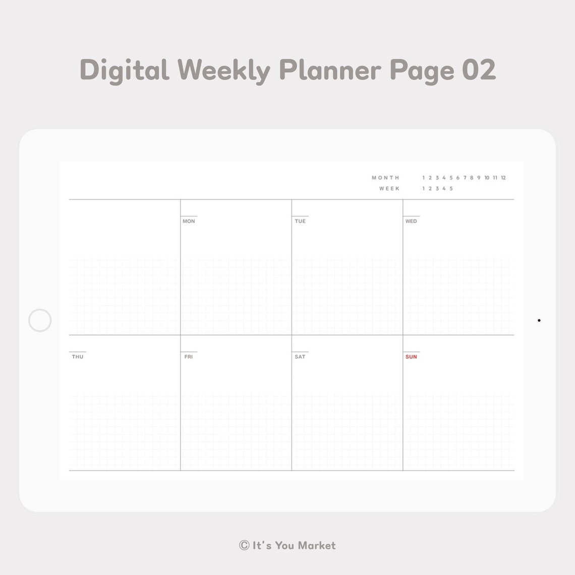 Digital Undated Weekly Planner Page for iPad Goodnotes, Notability ...