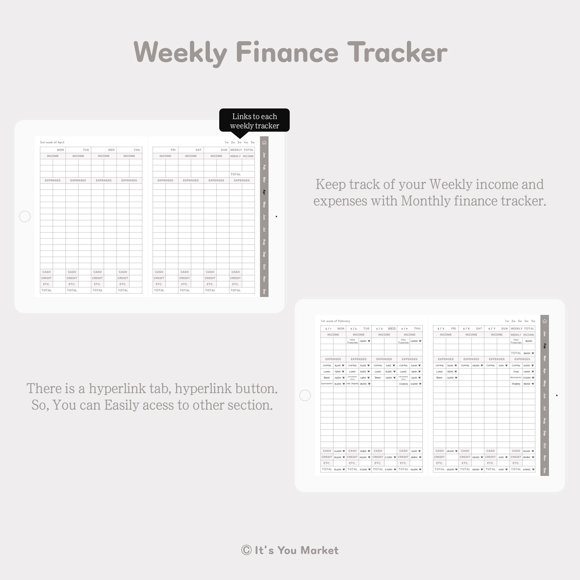 Digital Finance Tracker, Weekly Expenses Planner, Digital Budget ...