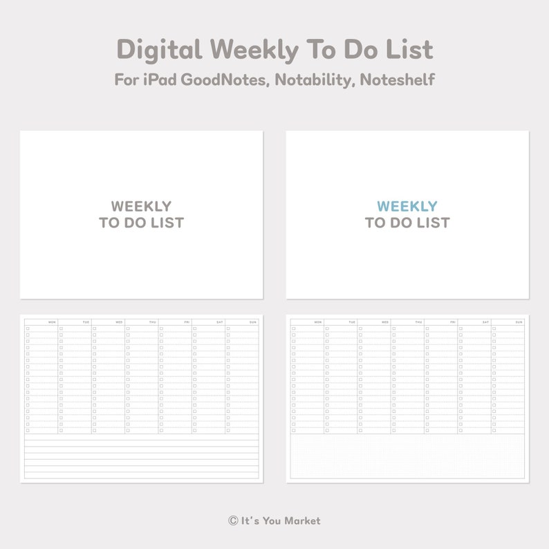 Digital Weekly to Do List Planner for Ipad Goodnotes - Etsy