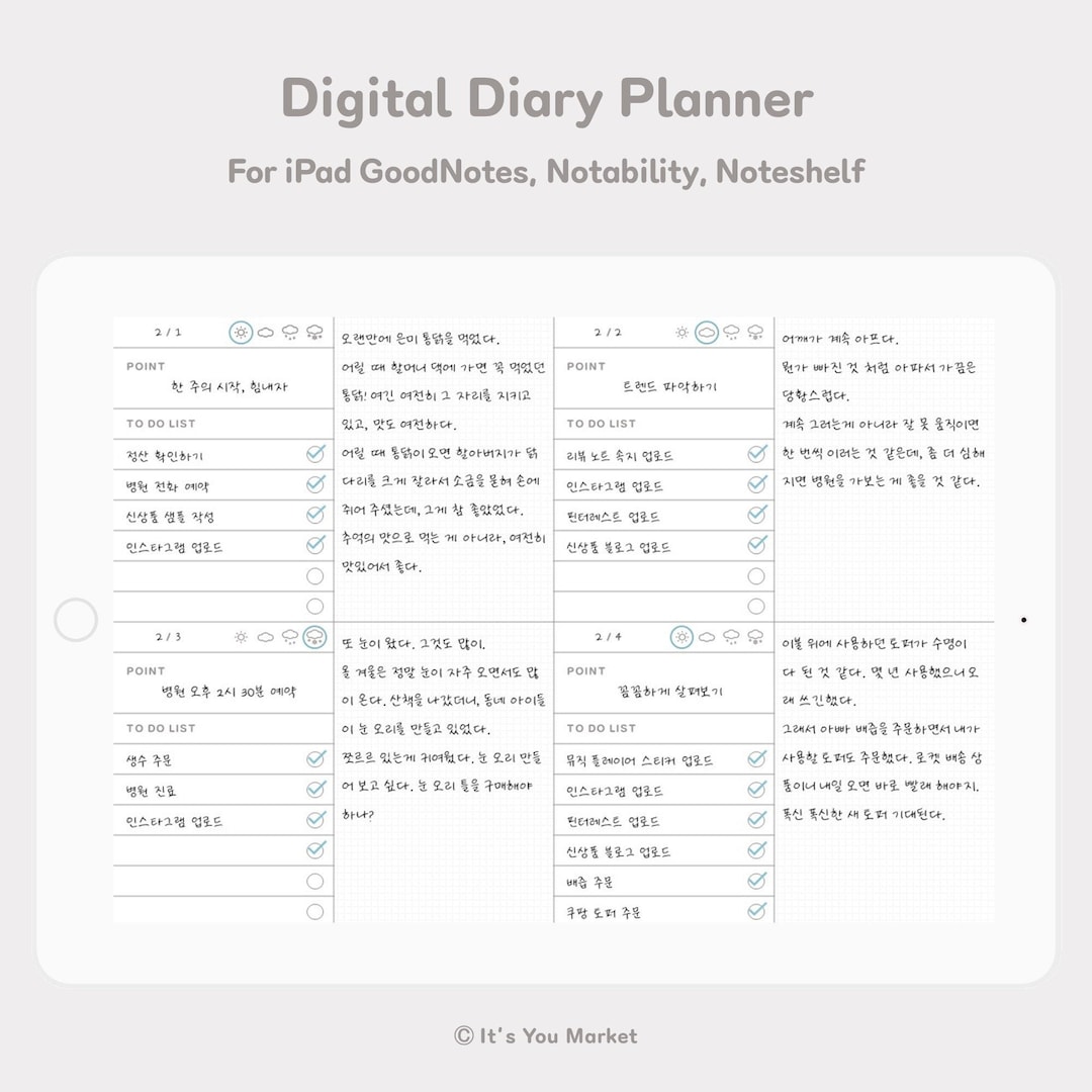 Digital Goodnotes Diary Plannerto Do List, Check List & Journal for ...