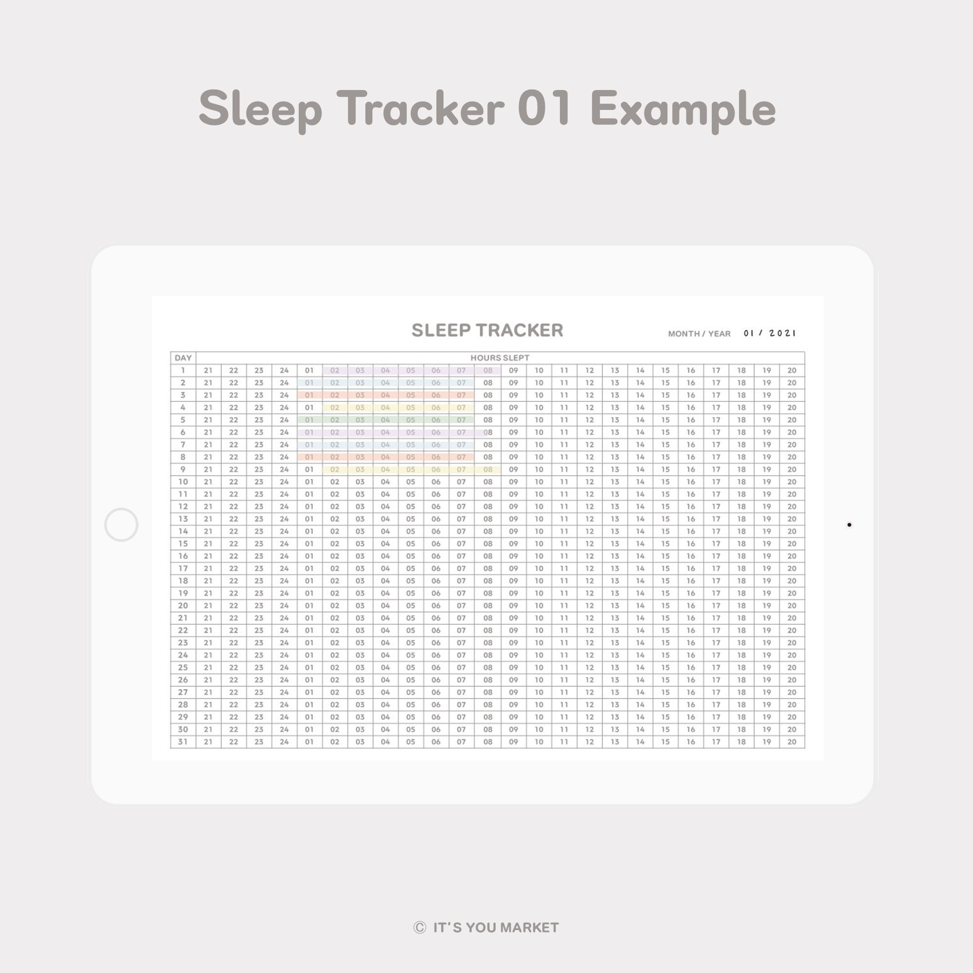 Digital Sleep Tracker Template for iPad Goodnotes, Notability ...