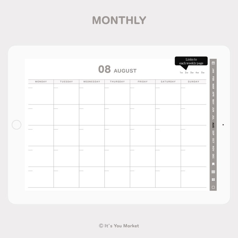 Digital Undated Planner for iPad Goodnotes, Notability, Noteshelf ...
