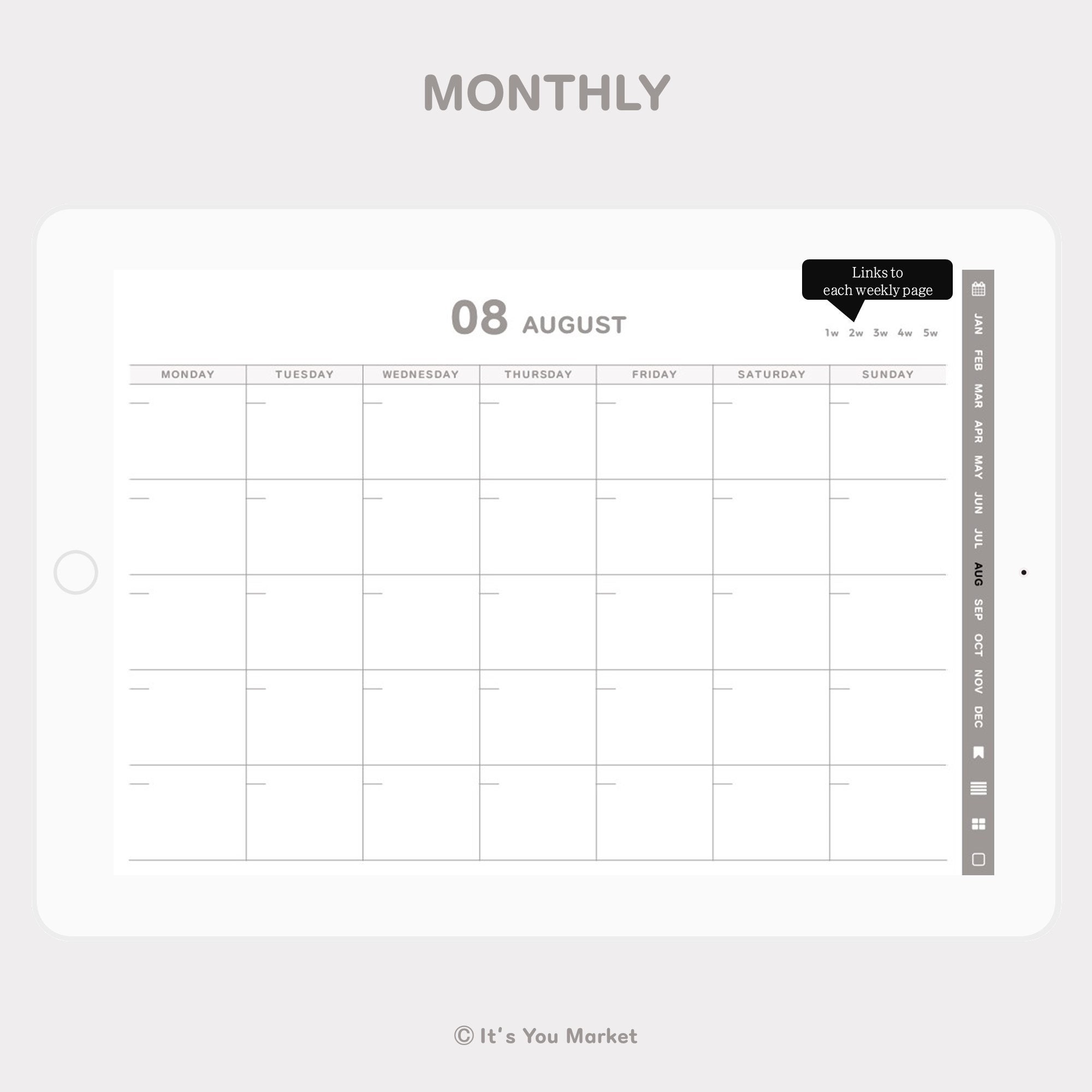 Digital Undated Planner for iPad Goodnotes, Notability, Noteshelf ...