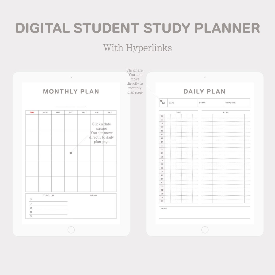 Digital 1 Month Student Study Planner, Undated Digital Study Planner ...