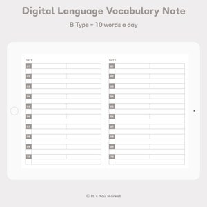Digital Language Study Notebook Vocabulary Template Such as Korean ...