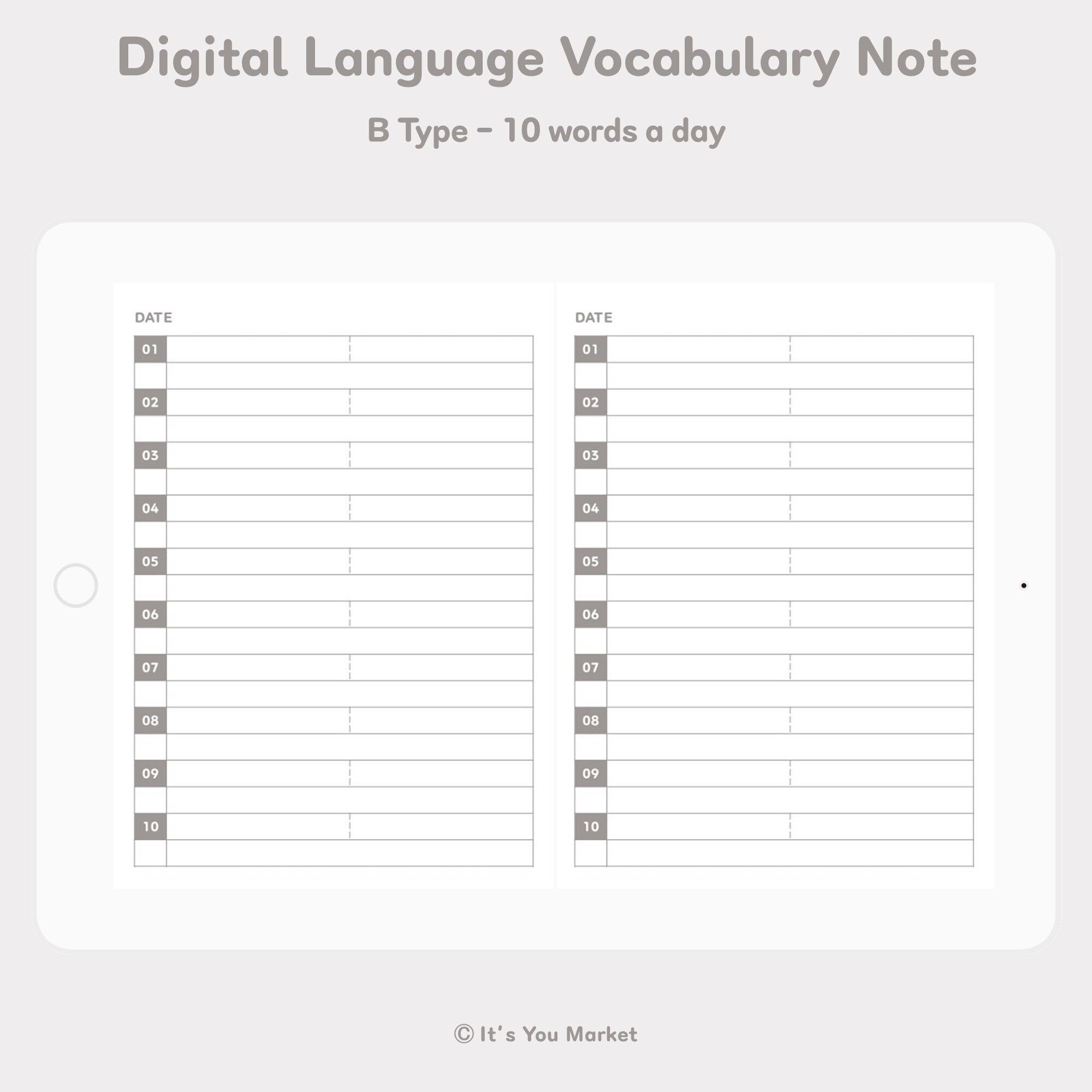 Digital Language Study Notebook Vocabulary Template Such as Korean ...