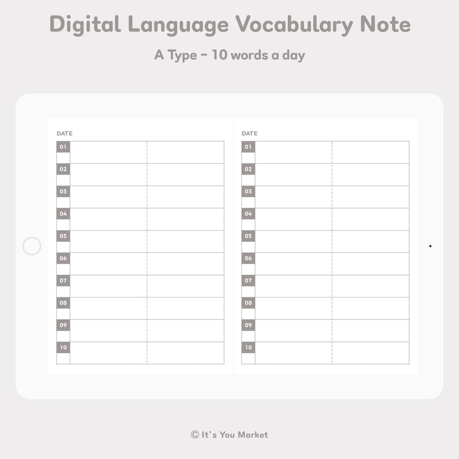 Digital Language Study Notebook Vocabulary Template Such as Korean ...