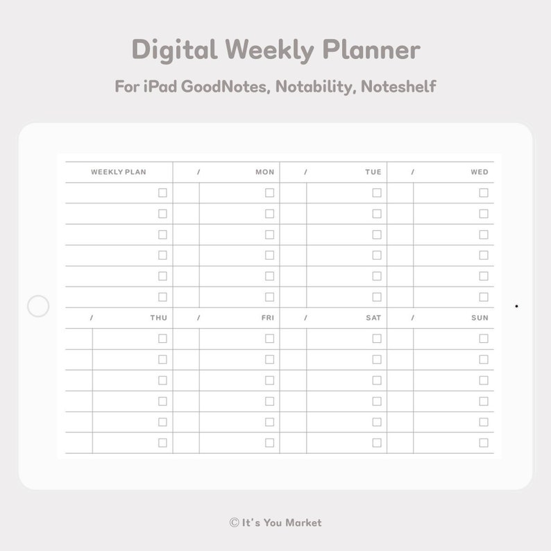 Digital Weekly Planner, to Do List for iPad Goodnotes, Noteshelf ...
