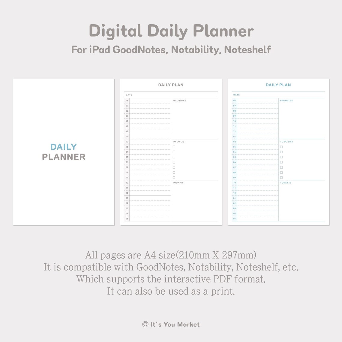Digital Daily Page Planner for iPad Goodnotes, Noteshelf, Notability - Etsy
