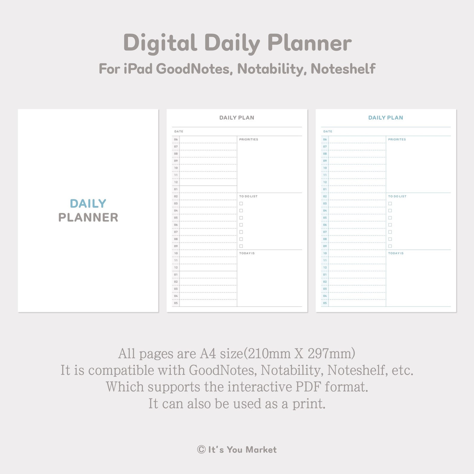 Digital Daily Page Planner for iPad Goodnotes, Noteshelf, Notability - Etsy