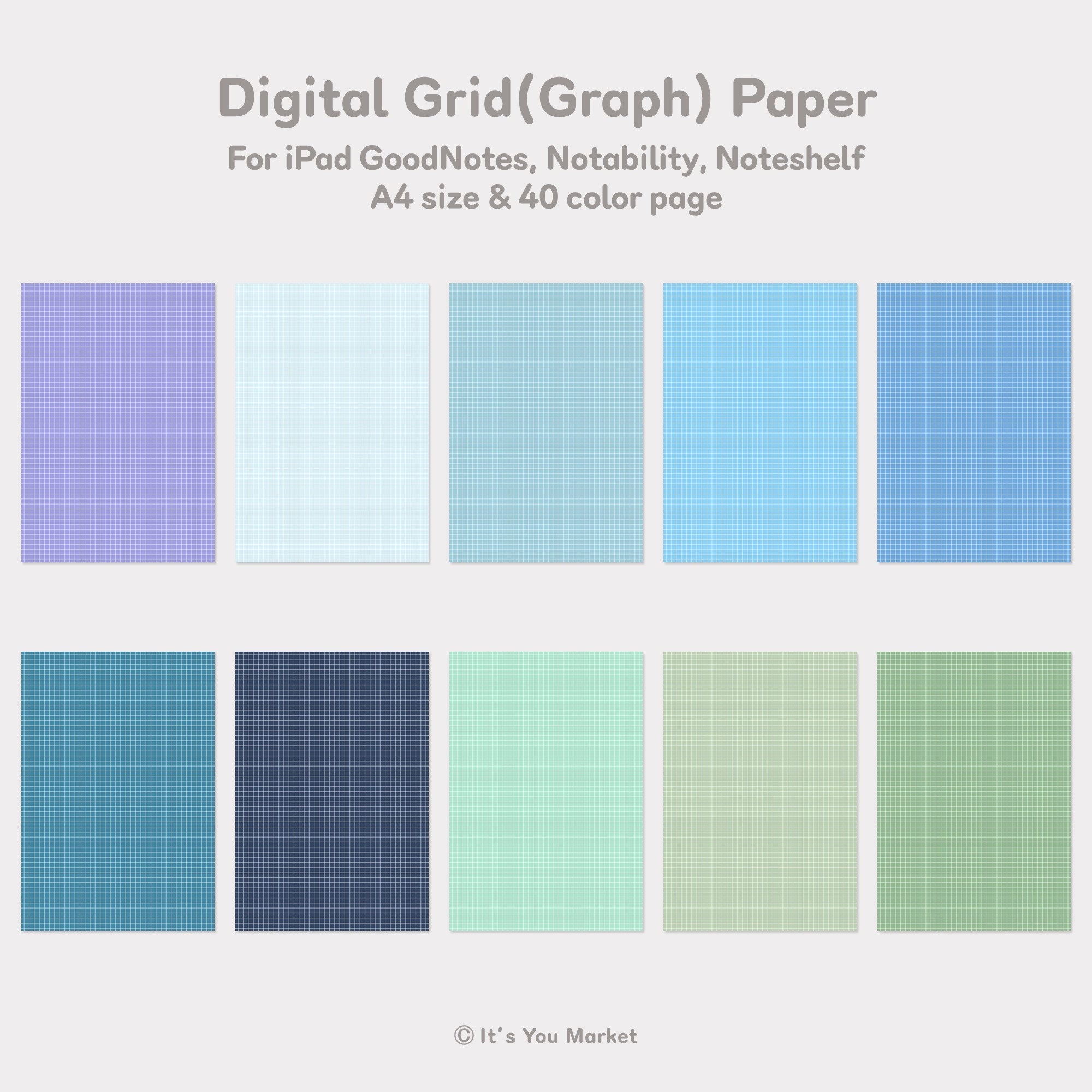 Digital Note Taking Paper Template Goodnotes Grid Notebook Page for ...