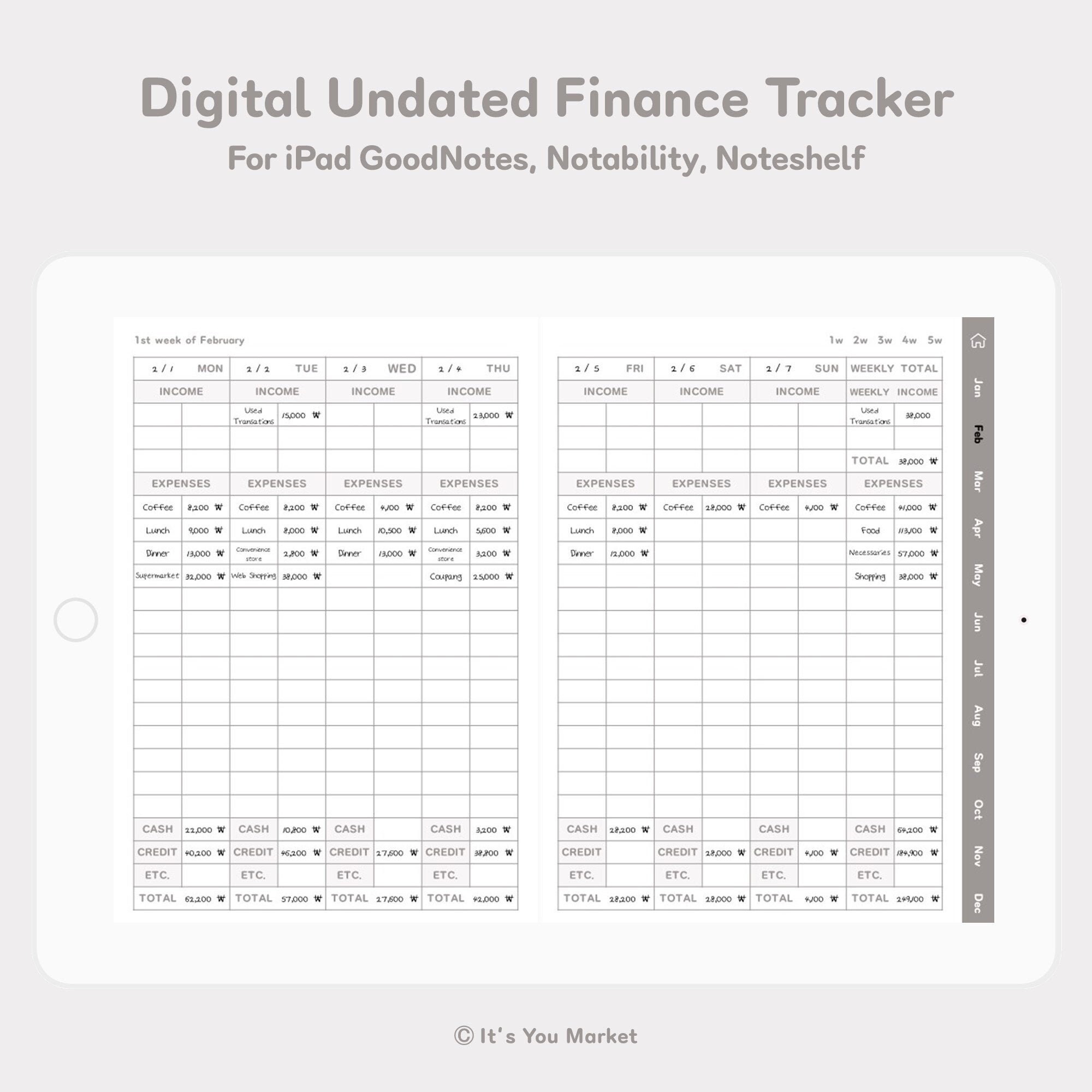 Digital Finance Tracker Weekly Expenses Planner Digital - Etsy