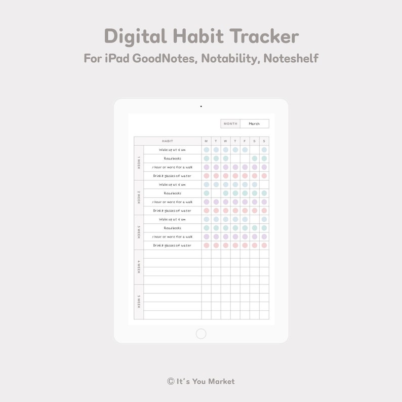 Digital Habit Tracker, Routine Log for iPad Goodnotes, Noteshelf ...