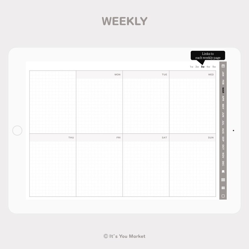 Digital Undated Planner for iPad Goodnotes, Notability, Noteshelf ...