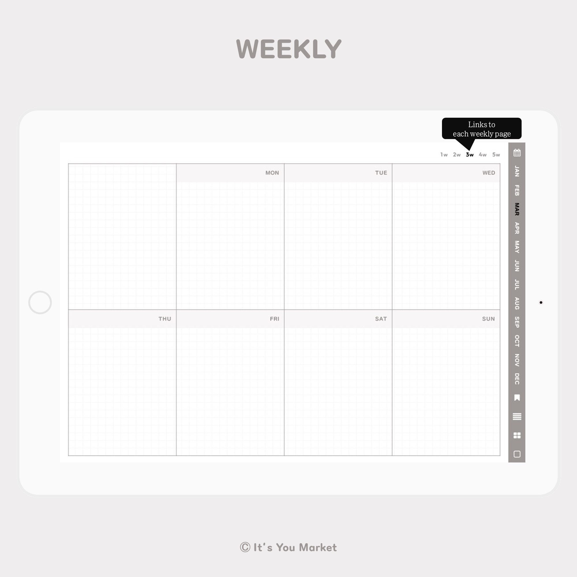 Digital Undated Planner for iPad Goodnotes, Notability, Noteshelf ...