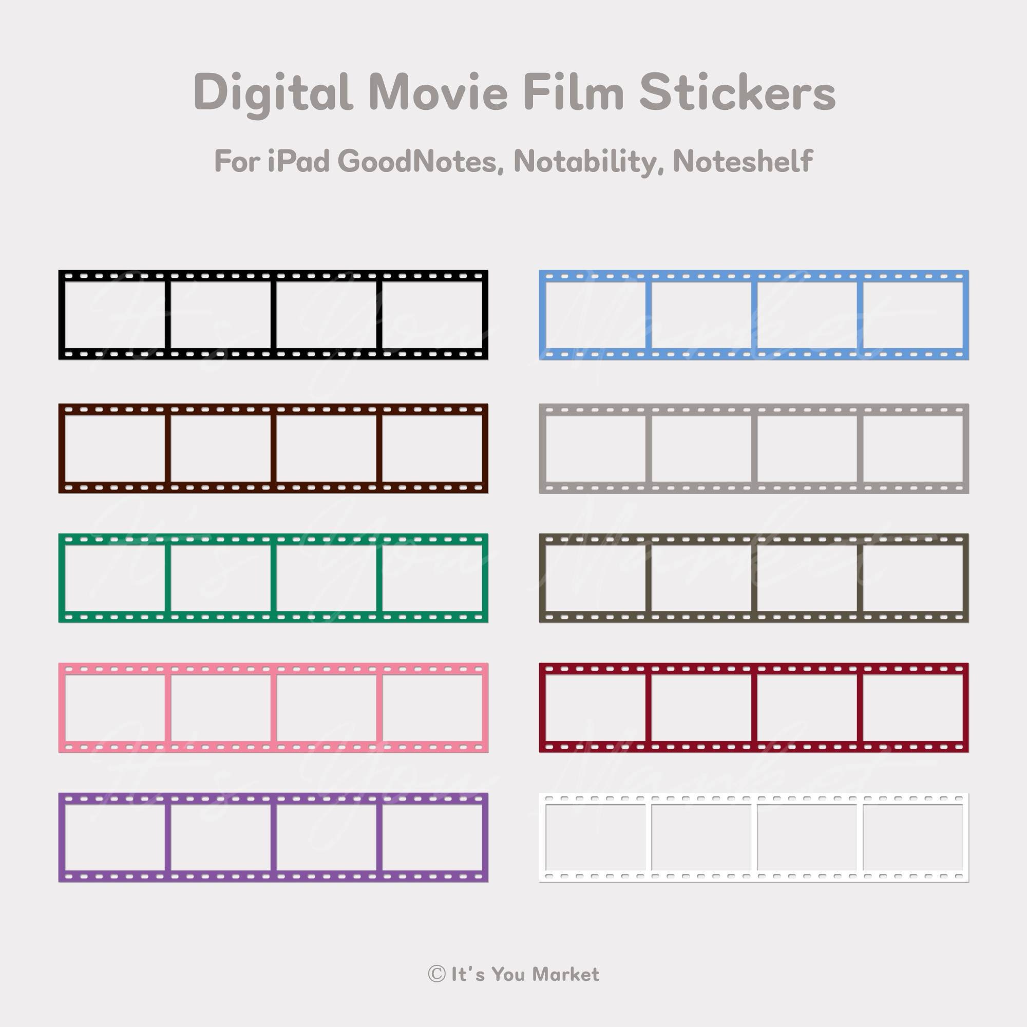 Digital Stickers Movie Tickert & Film Photo Frame for Goodnotes ...