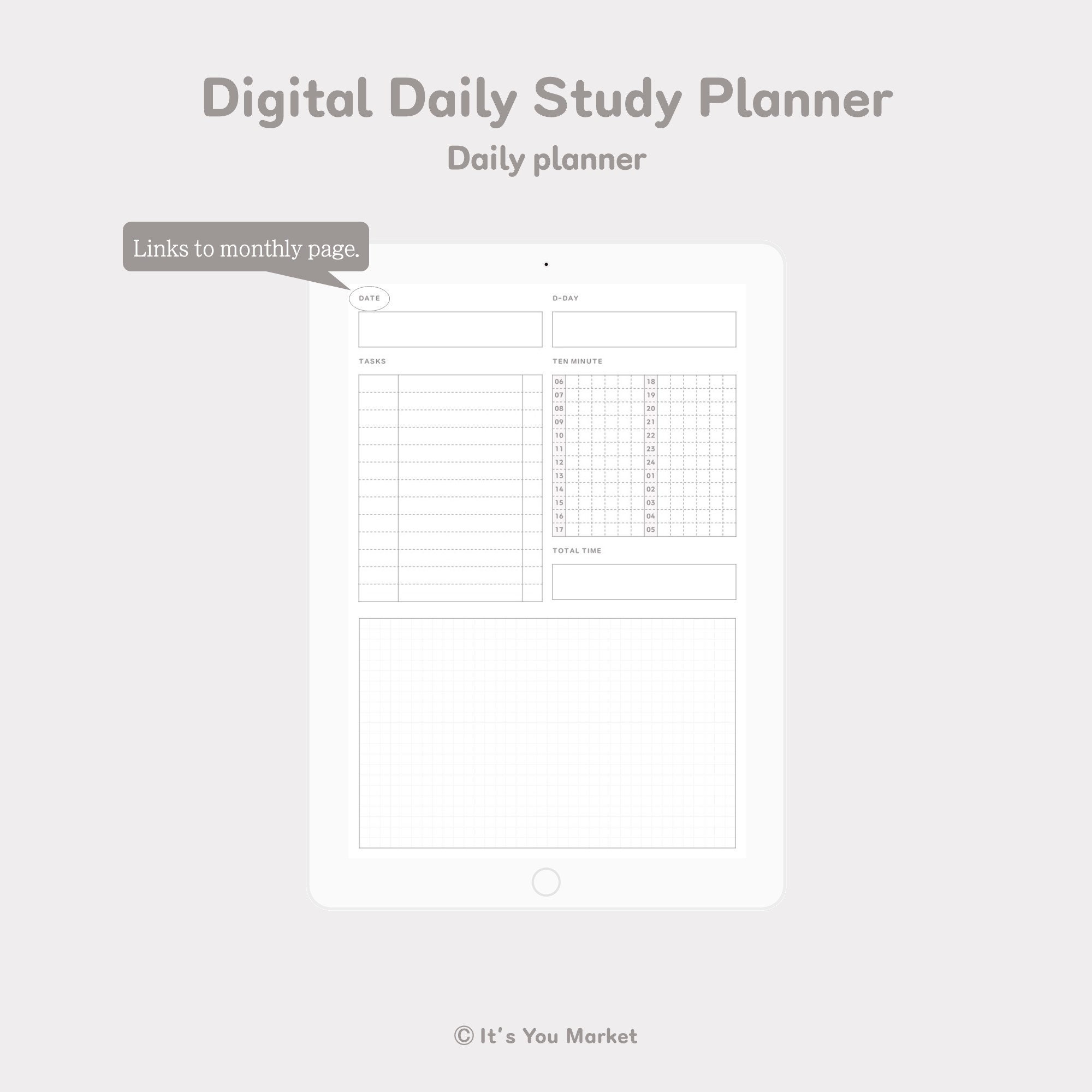 Digital Undated 10 Minute Study Planner, Student Time Management Planne ...