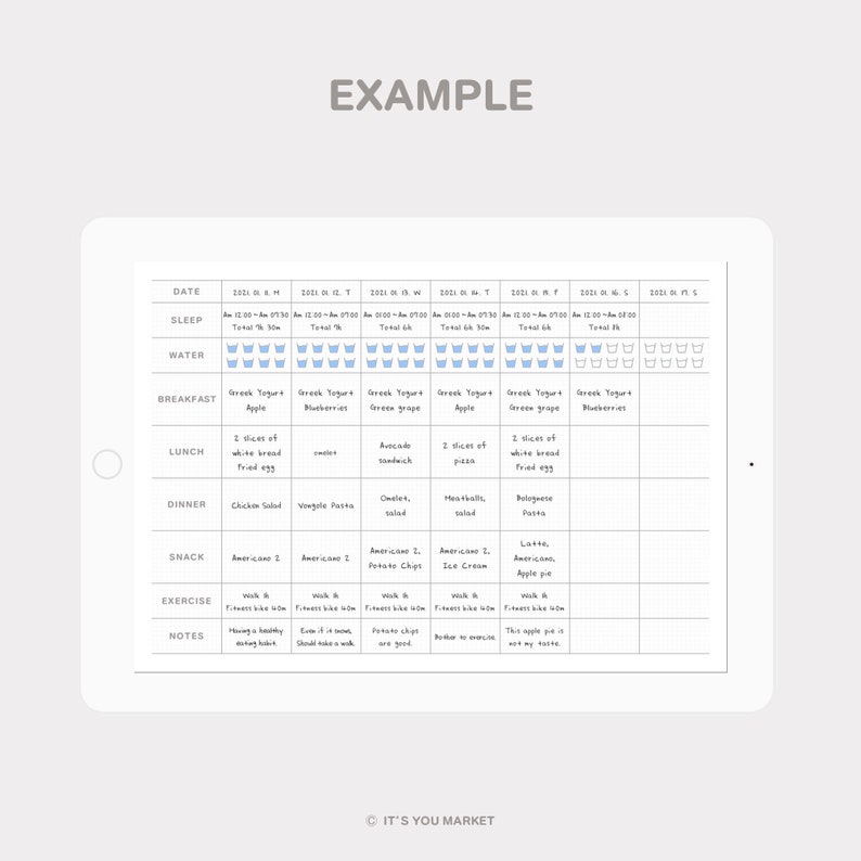 Digital Wellness Tracker Plannerweekly for iPad Goodnotes, Notability ...