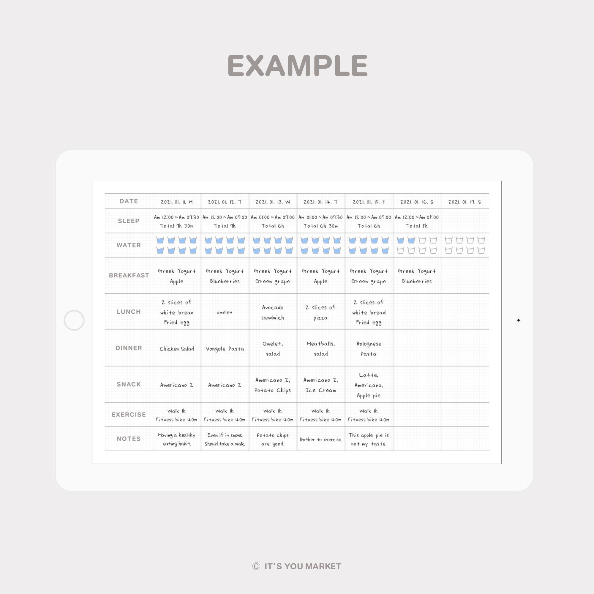 Digital Wellness Tracker Plannerweekly for iPad Goodnotes, Notability ...