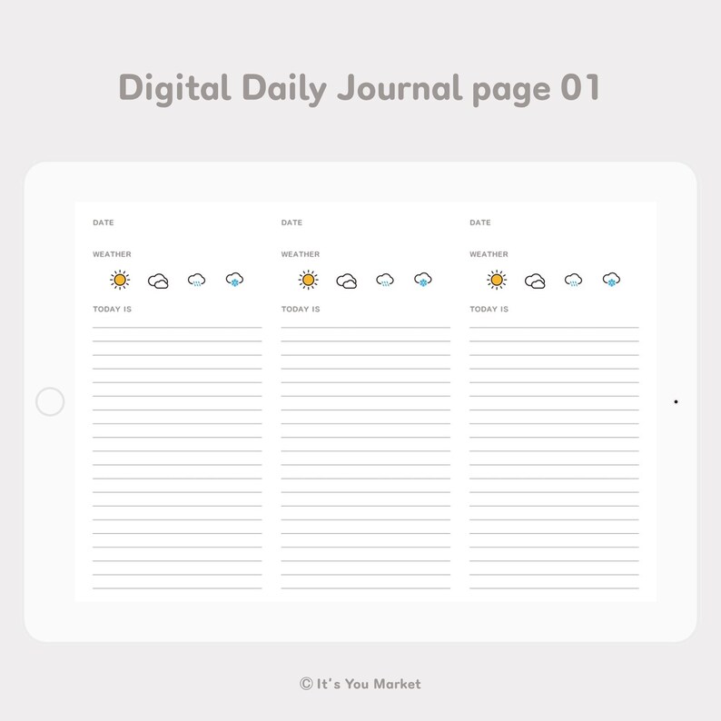Digital Daily Journal Page, Daily Diary Sheet for iPad Goodnotes ...