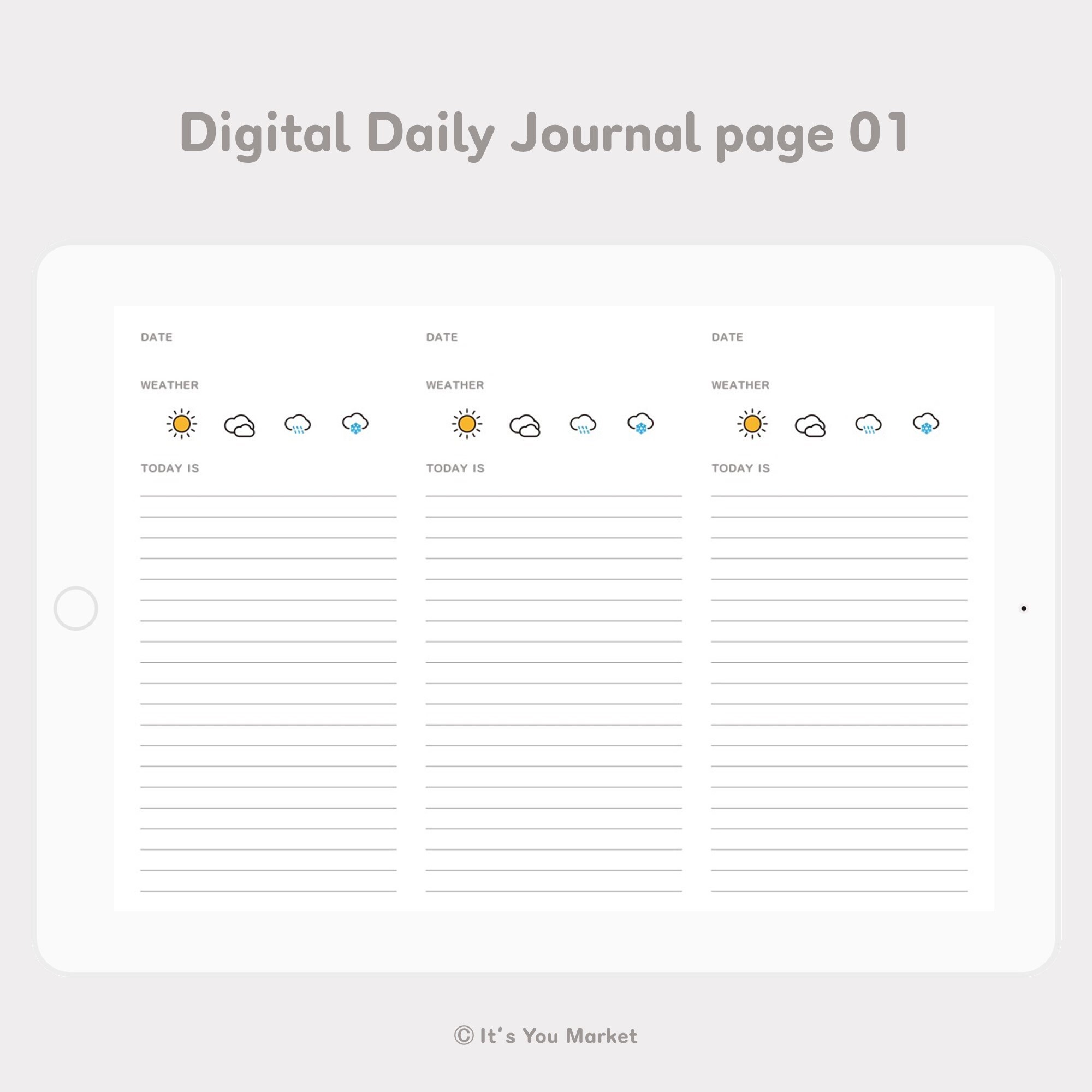 Digital Daily Journal Page, Daily Diary Sheet for iPad Goodnotes ...