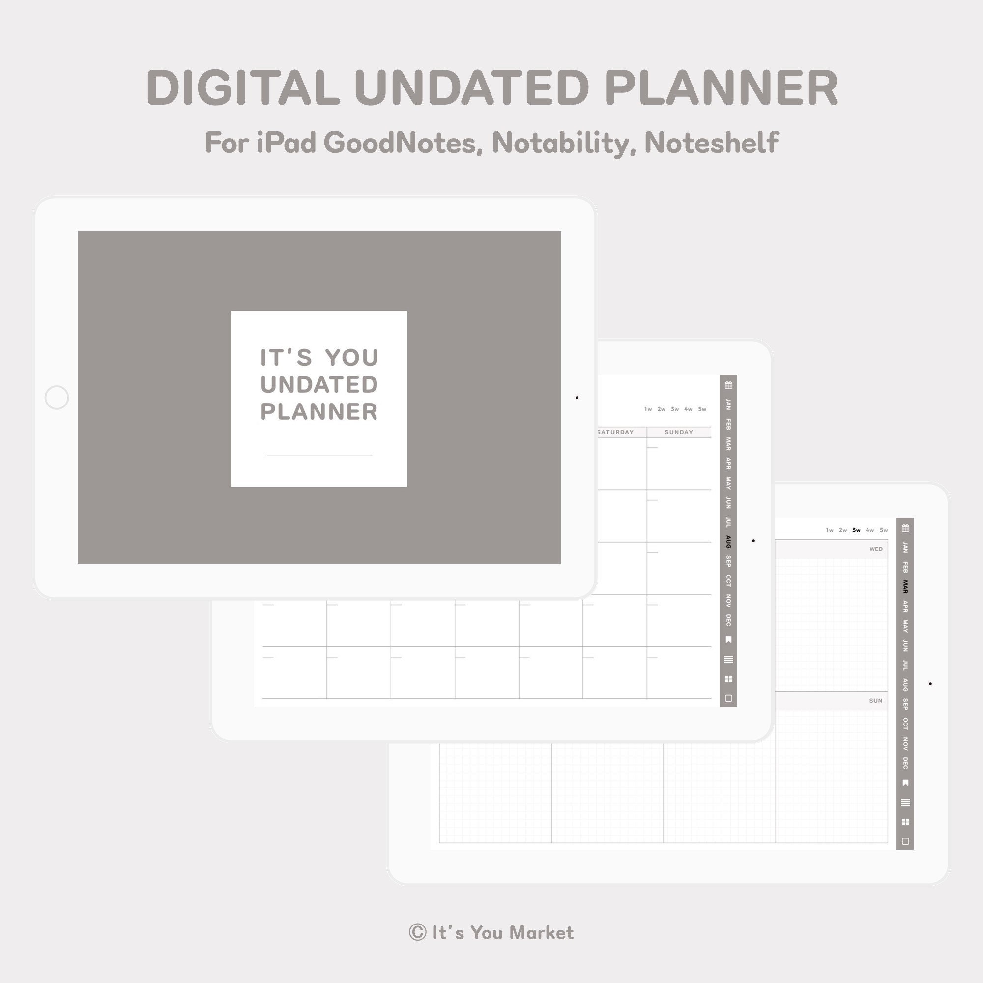 Digital Undated Planner for iPad Goodnotes, Notability, Noteshelf ...