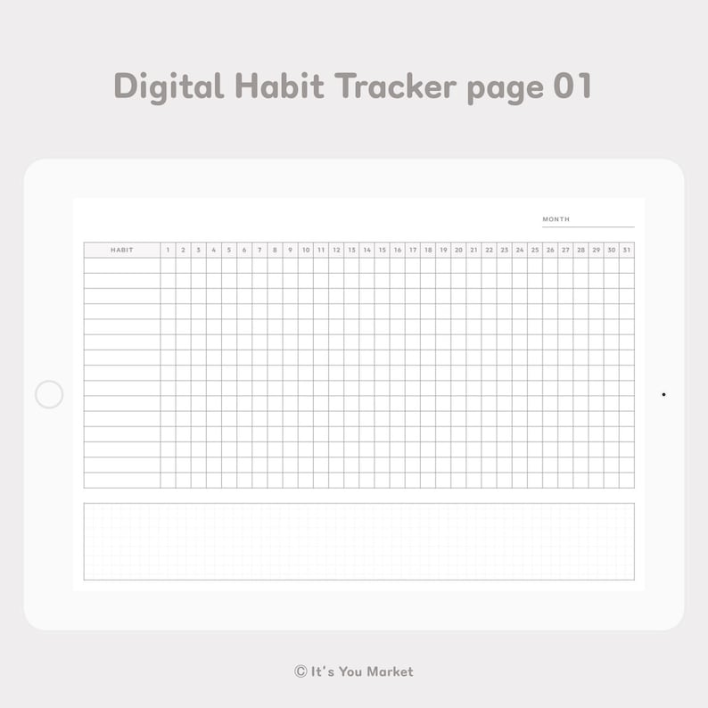 Digital Habit Tracker, Printable Monthly Habit Tracker Pdf for iPad ...