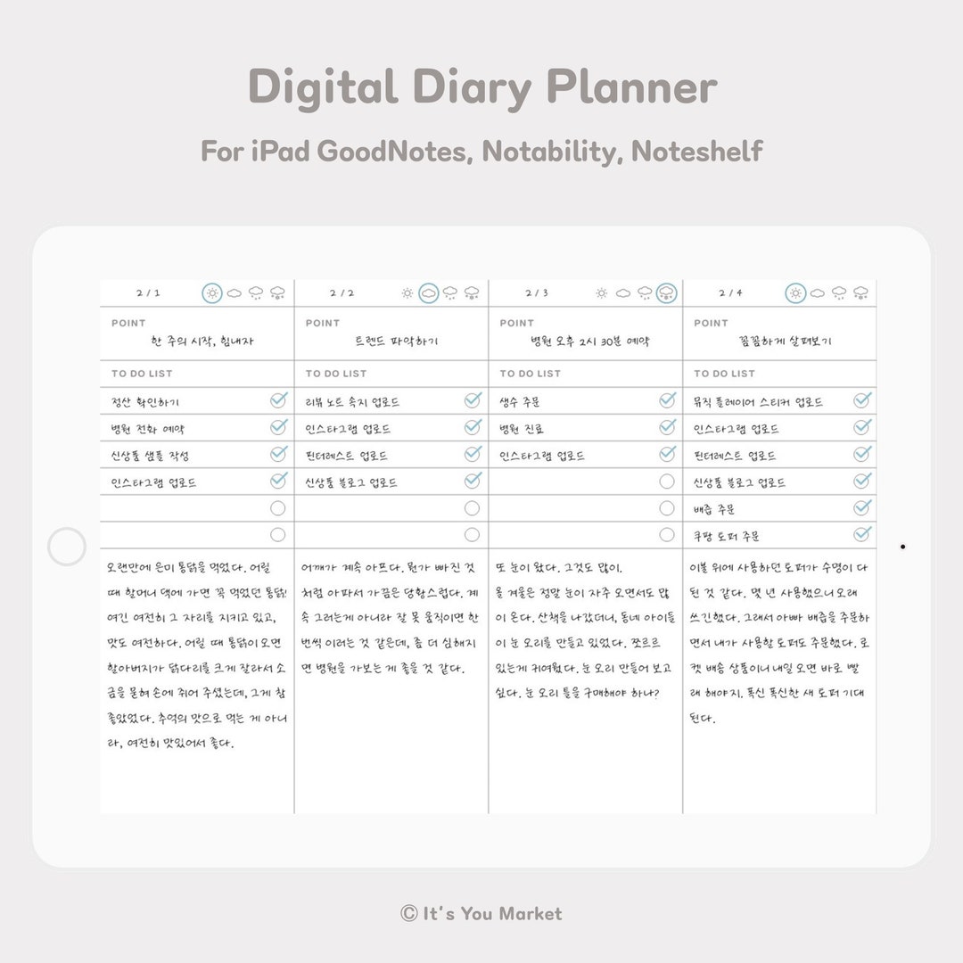 Digital Diary Plannerto Do List Check List & Diary for iPad - Etsy