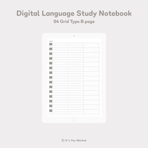 Digital Language Study Notebook, Vocabulary Notebook for iPad Goodnotes ...