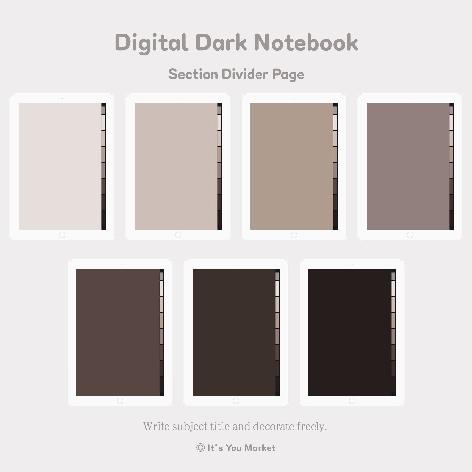 Digital Dark Mode Notebook 7 Subject Hyperlinked Goodnotes Notebook ...