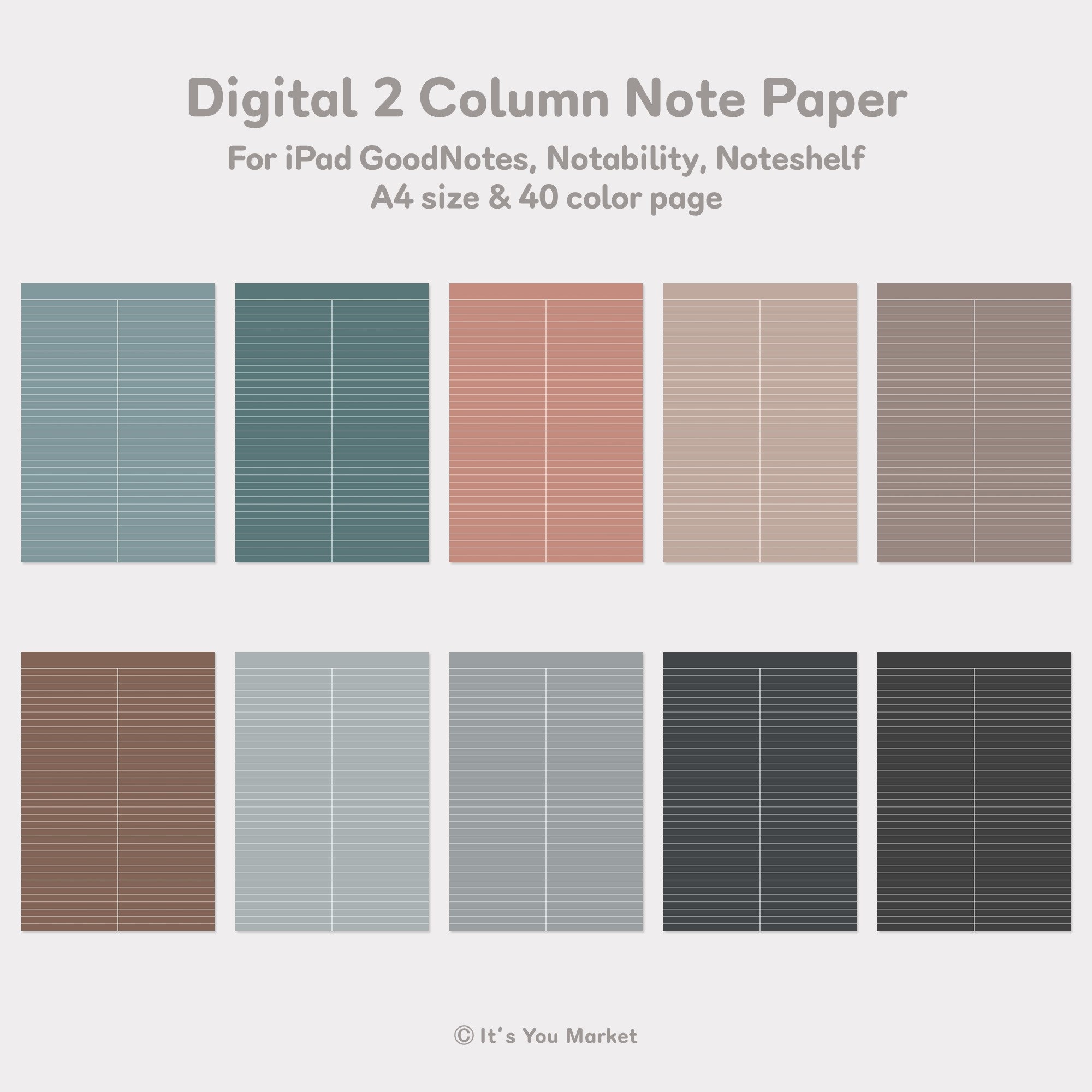 Digital Note Taking Paper Template Goodnotes 2 Column Notebook Page for ...