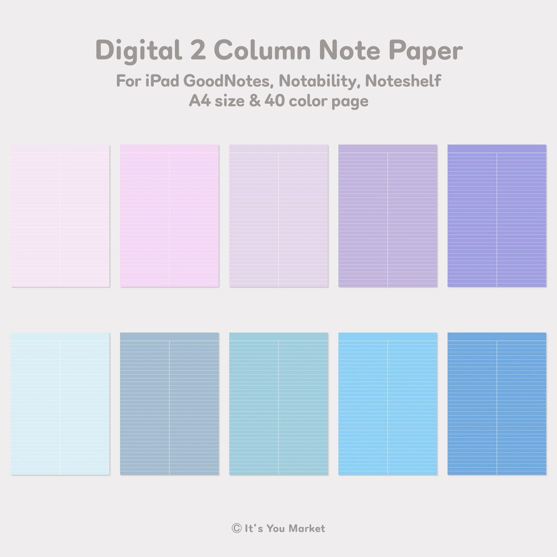 Digital Note Taking Paper Template Goodnotes 2 Column Notebook Page for ...