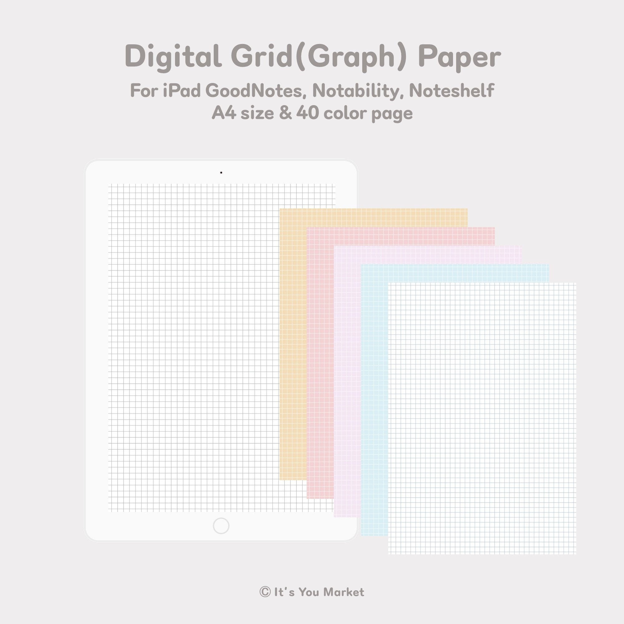 Digital Note Taking Paper Template Goodnotes Grid Notebook Page for ...
