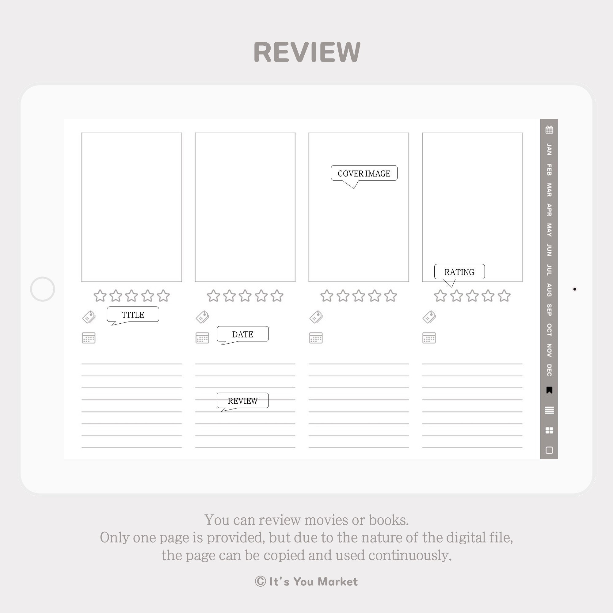 Digital Undated Planner for iPad Goodnotes, Notability, Noteshelf ...