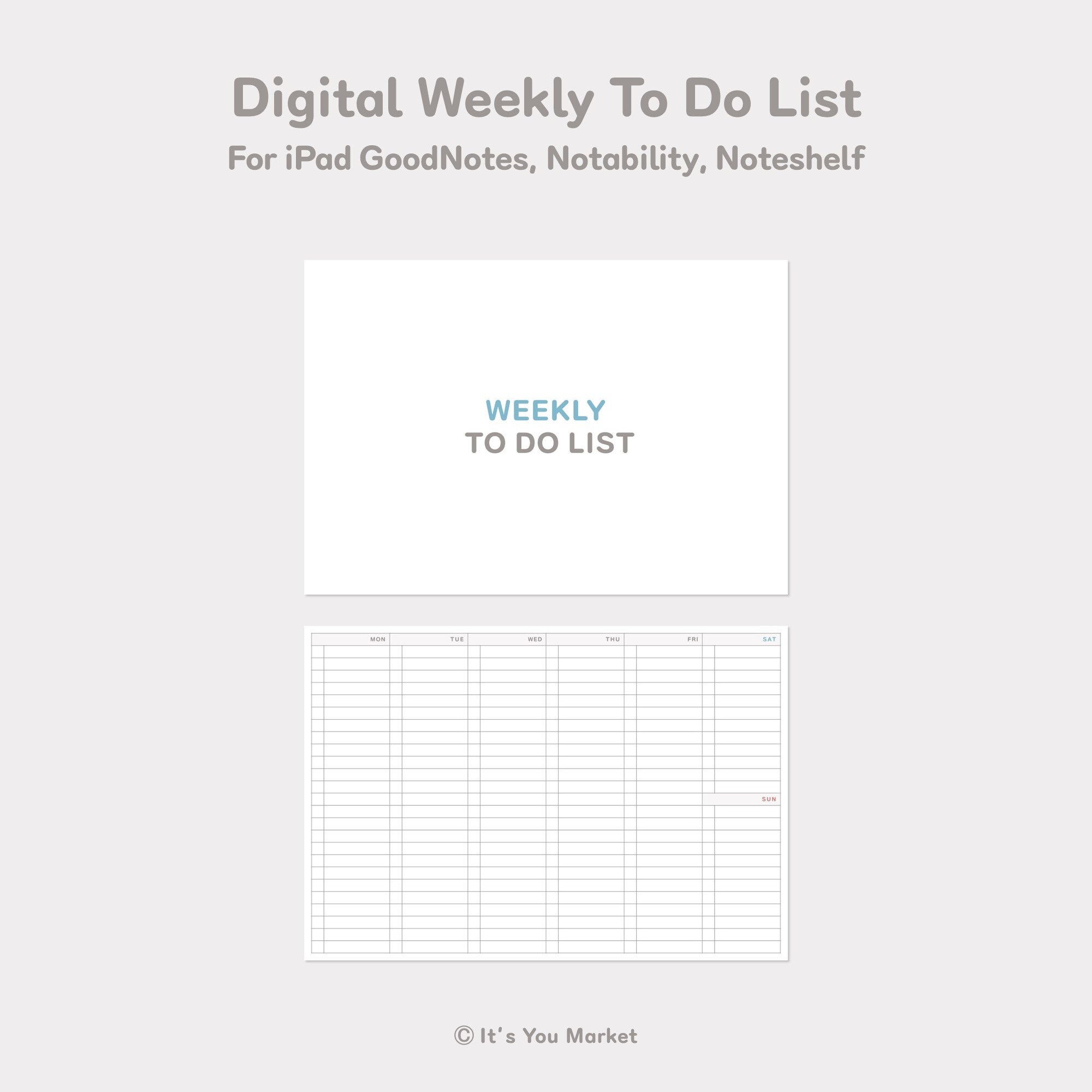 Digital Weekly to Do List Planner for iPad Goodnotes, Noteshelf ...